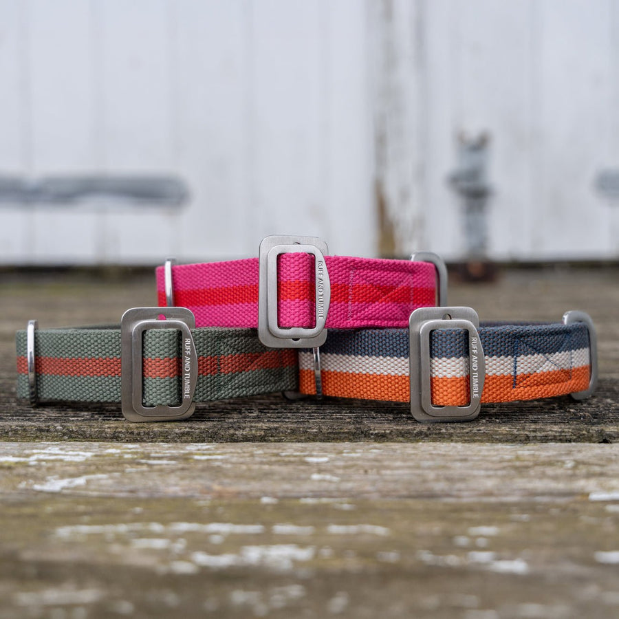 All-Terrain Canvas Collar - Fuchsia and Scarlet - Ruff and Tumble